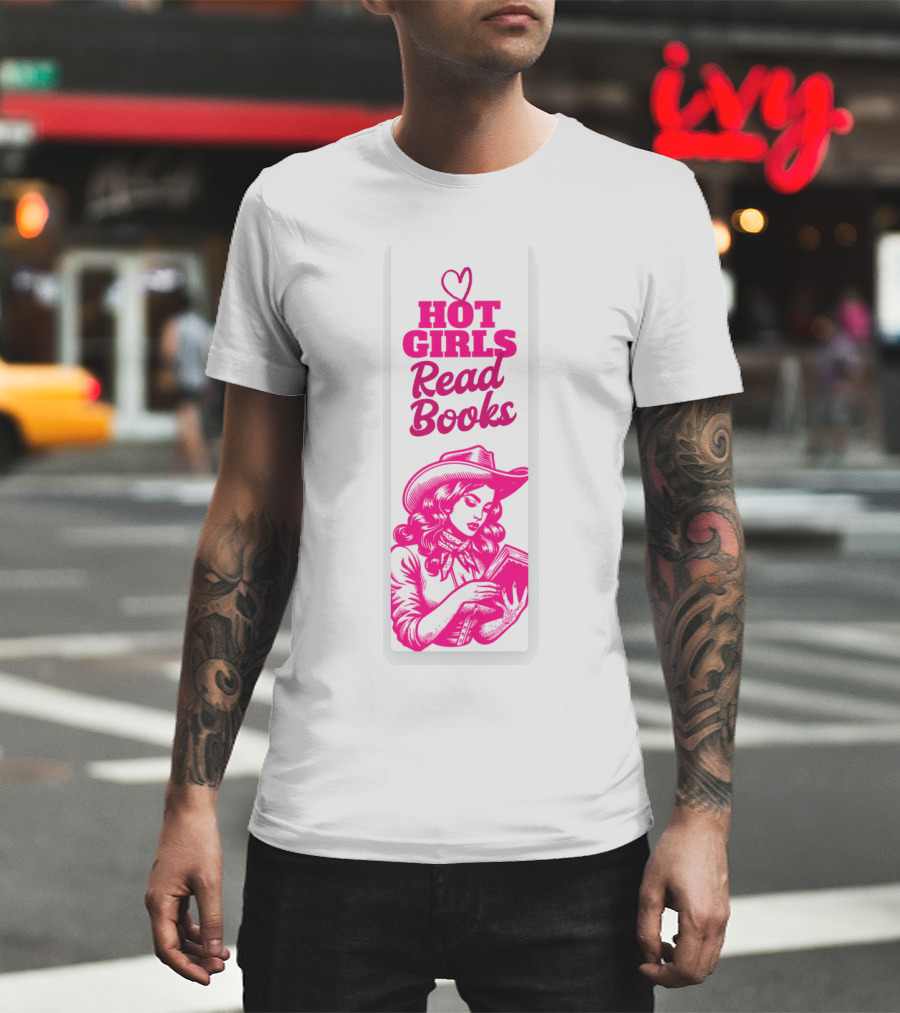 Hot Girls Read Books Cool Vintage Bookmark T-Shirt