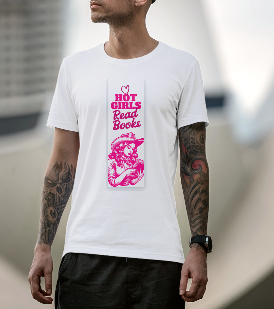 Hot Girls Read Books Cool Vintage Bookmark T-Shirt