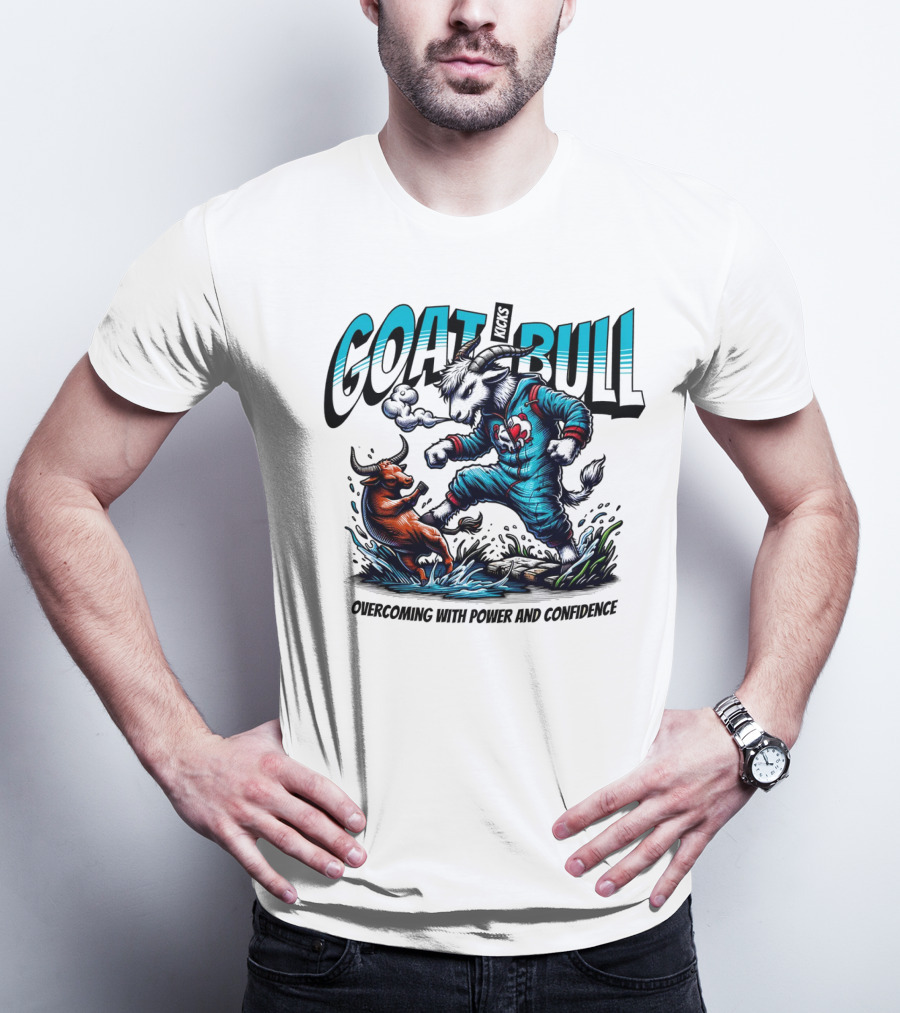 GOAT Kicks Bull Overcoming With Power And Confidence T-Shirt