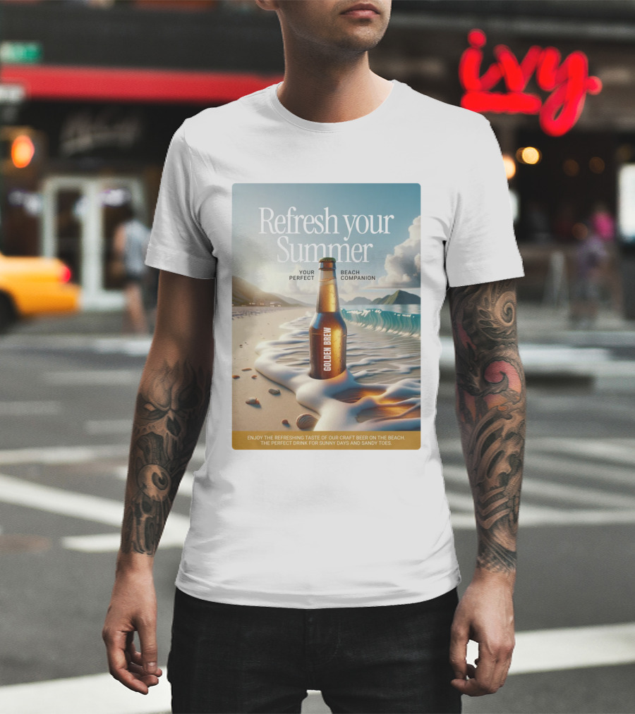 Refresh Your Summer Golden Brew Beach Companion T-Shirt