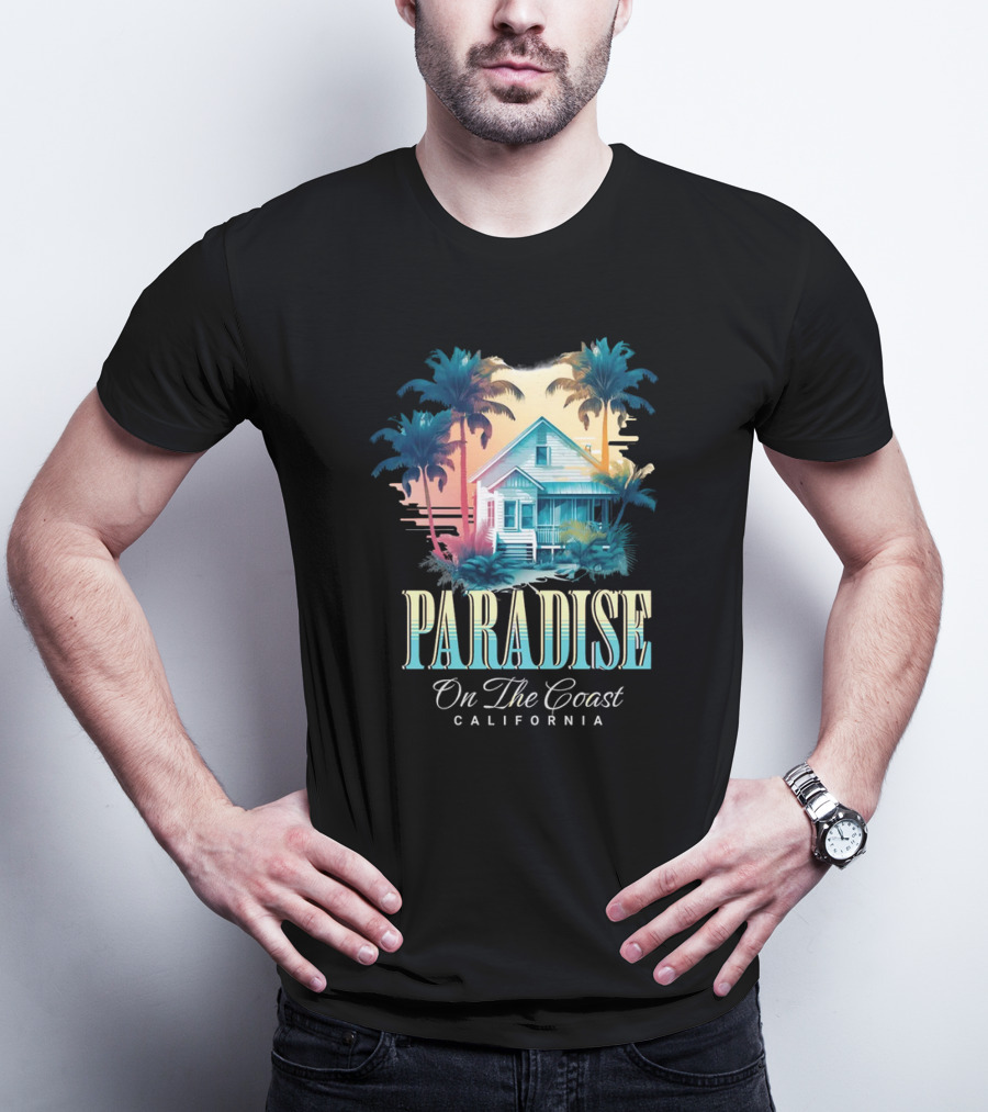 Paradise California Palm Trees Oceanfront Escape T-Shirt