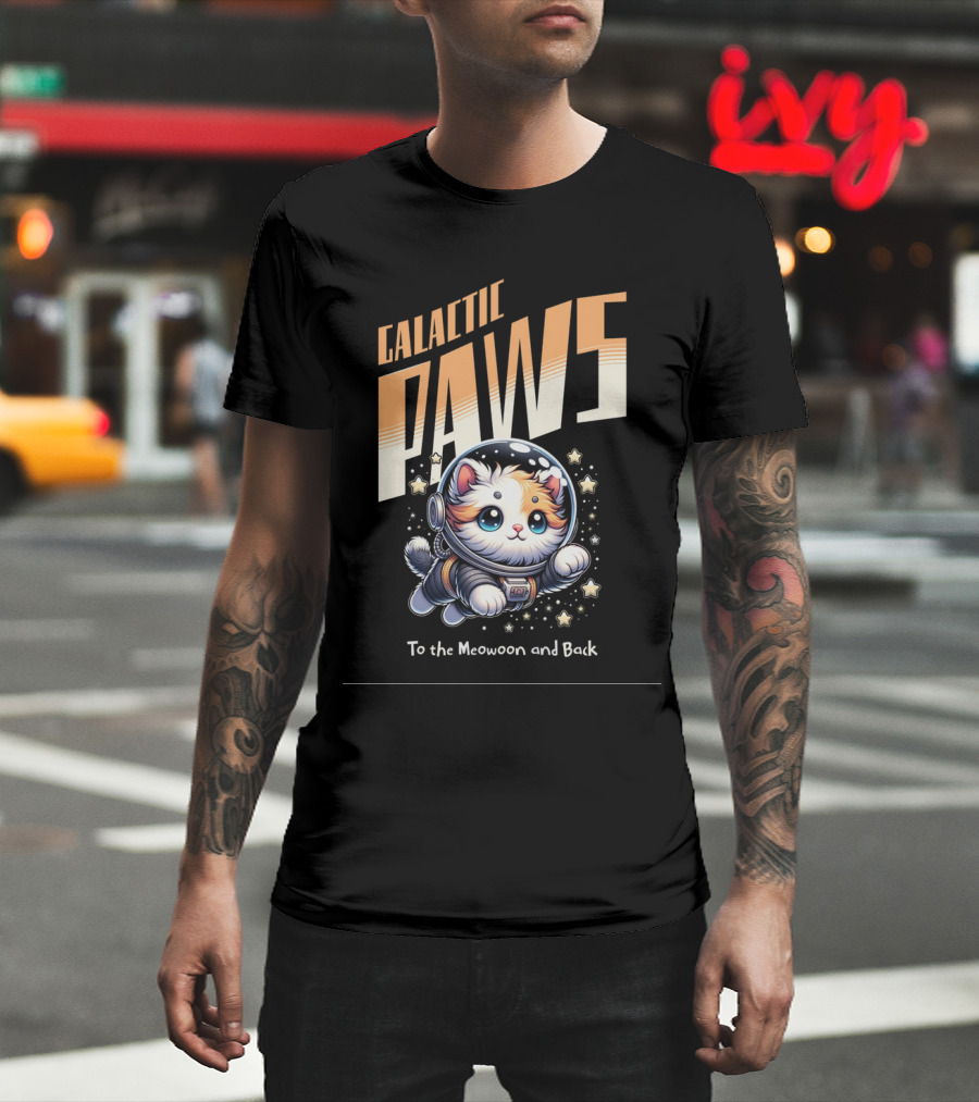 GALACTIC PAWS To The Meowoon And Back T-Shirt