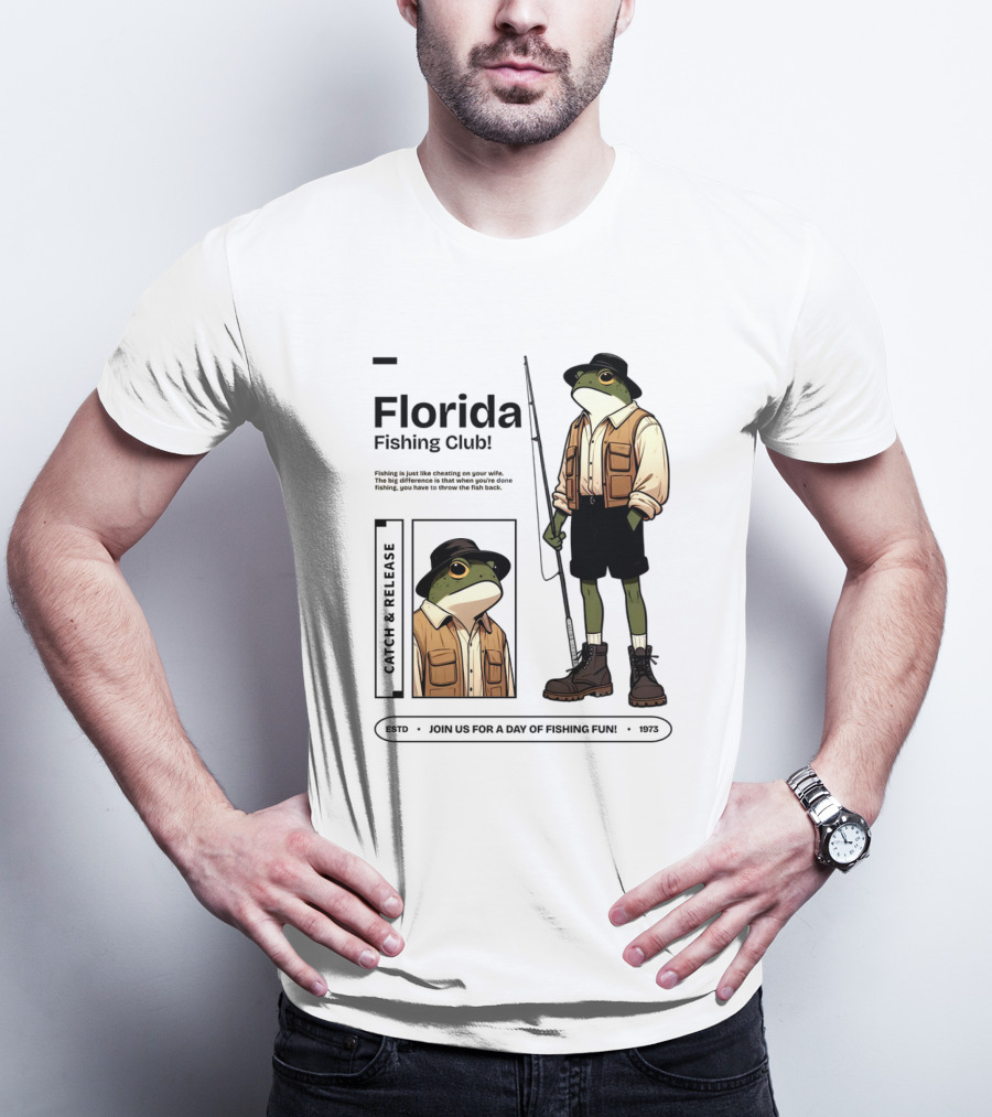 Florida Fishing Club Catch And Release Frog Adventure 1975 T-Shirt