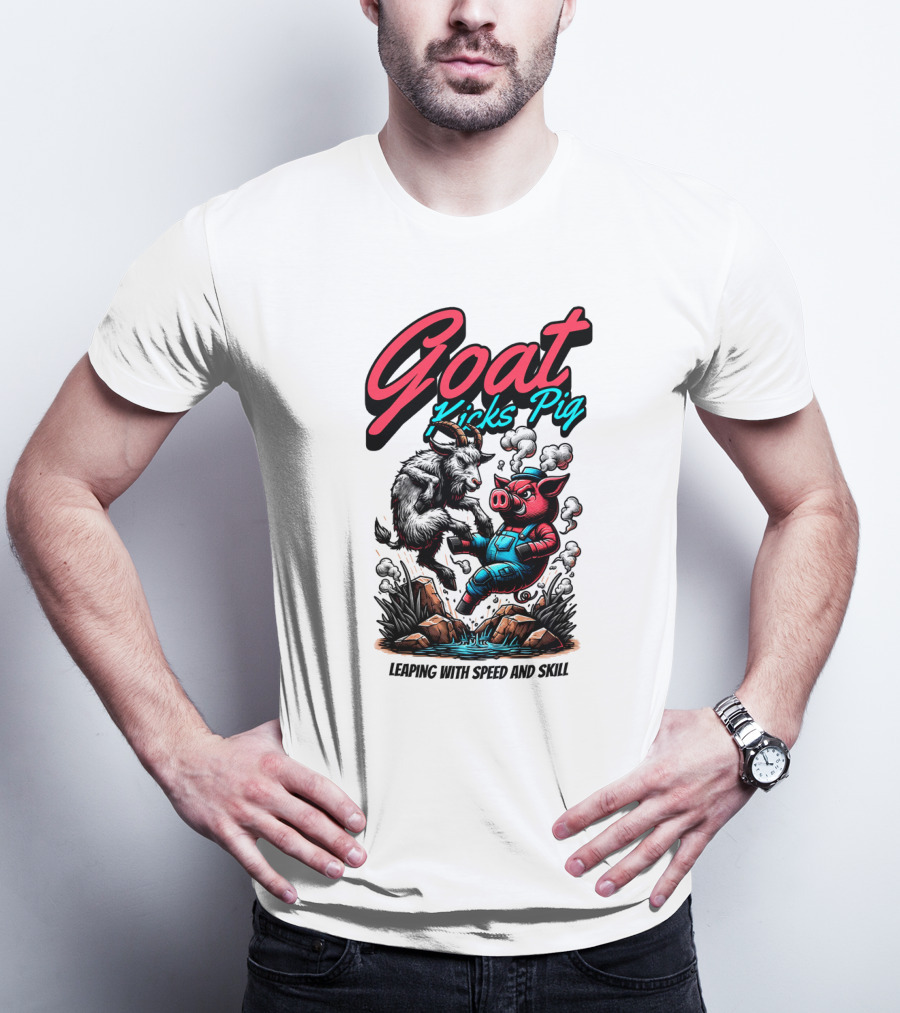 Goat Kicks Pig Leaping With Speed And Skill T-Shirt
