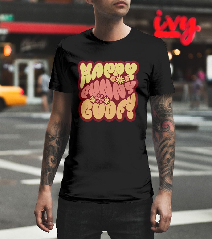 Happy Funny Goofy Retro Flower Power T-Shirt