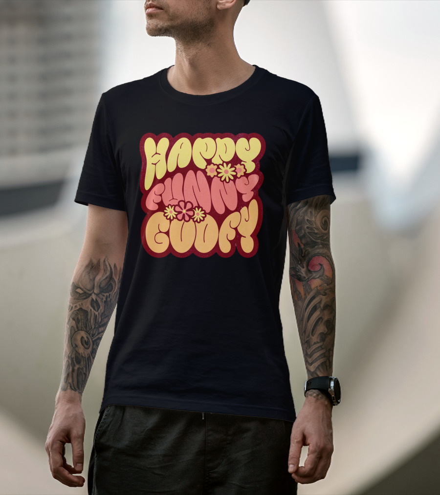 Happy Funny Goofy Retro Flower Power T-Shirt