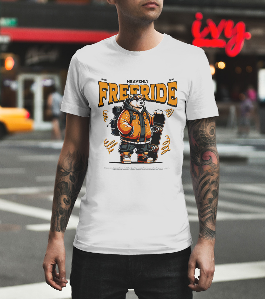 HEAVENLY FREERIDE Polar Bear Snowboard 1968 1995 T-Shirt