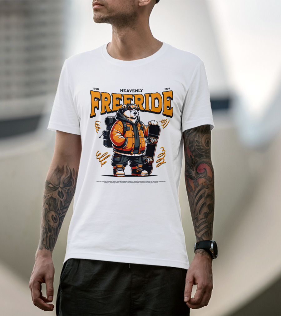 HEAVENLY FREERIDE Polar Bear Snowboard 1968 1995 T-Shirt