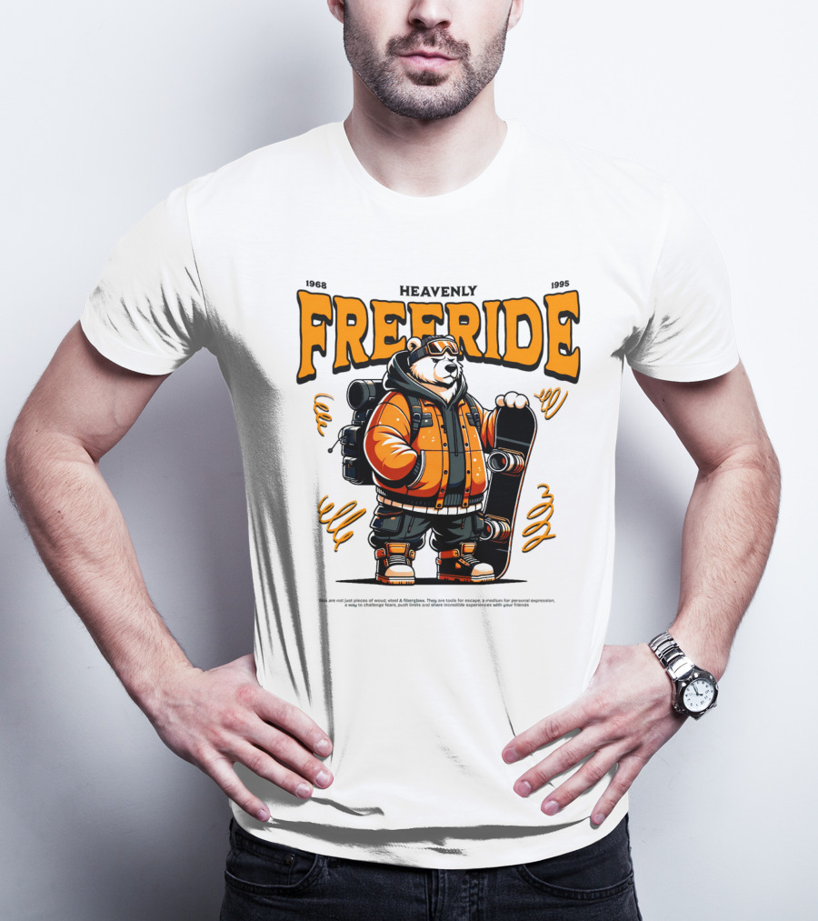 HEAVENLY FREERIDE Polar Bear Snowboard 1968 1995 T-Shirt
