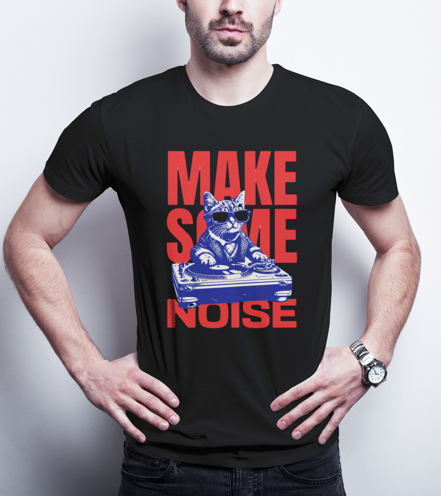 Make Some Noise Cat DJ With Turntable And Sunglasses T-Shirt