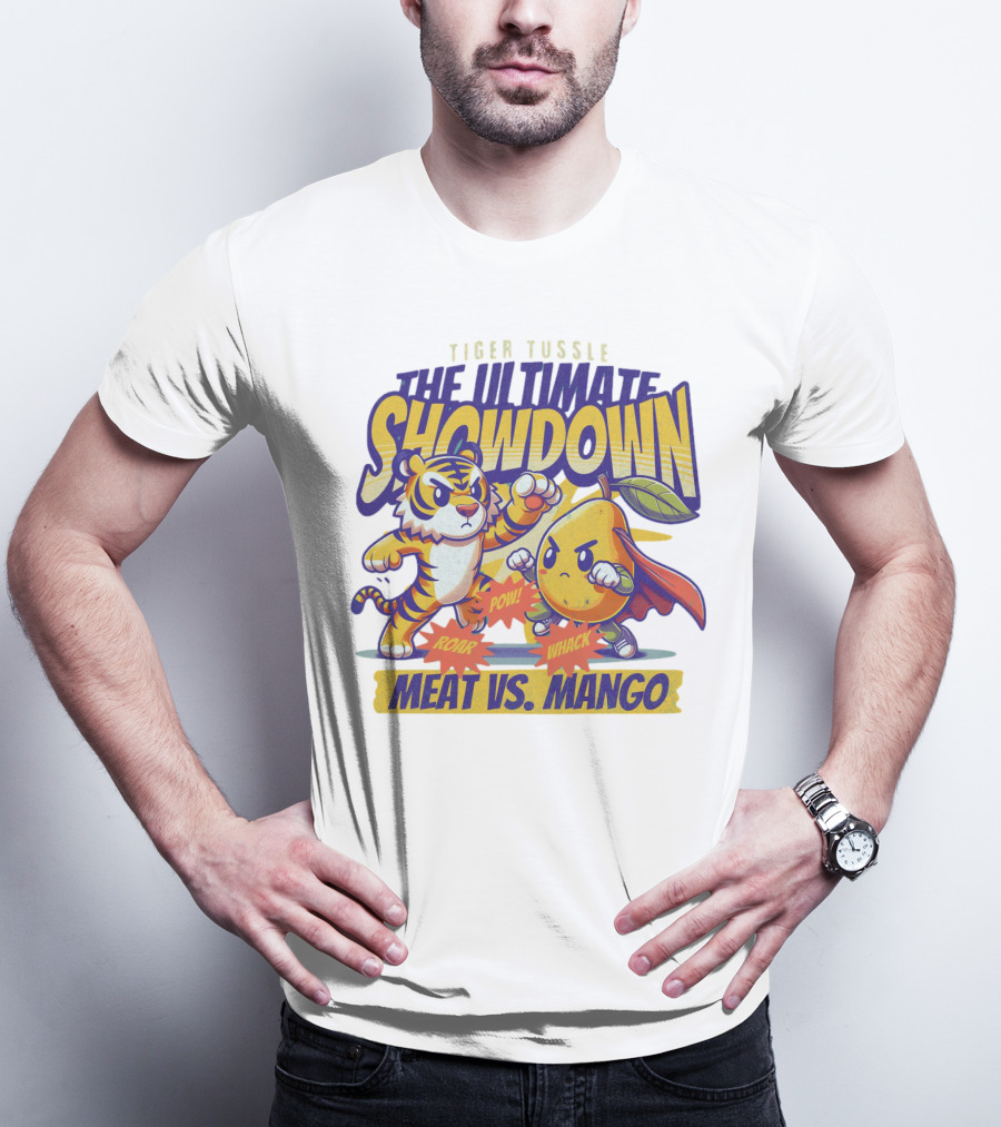 Tiger Tussle The Ultimate Showdown Meat Vs. Mango T-Shirt