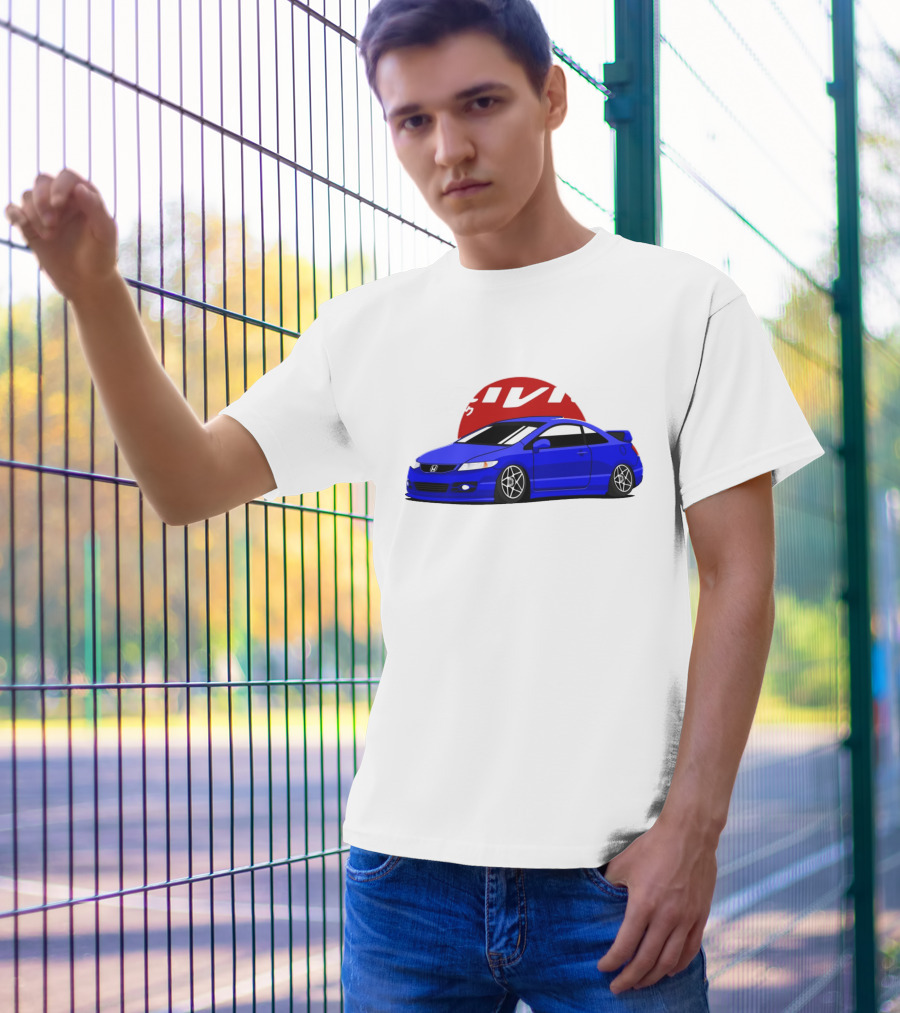 Civic SI JDM Cars Honda Blue Sports Car Japanese T-Shirt