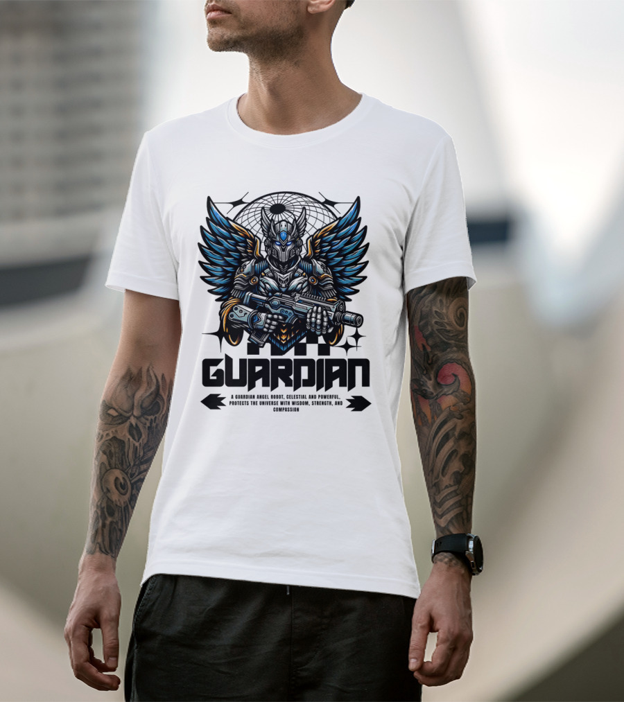Guardian Angel Robot Celestial And Powerful Protects The Universe With Wisdom Strength And Compassion T-Shirt