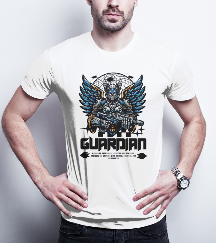 Guardian Angel Robot Celestial And Powerful Protects The Universe With Wisdom Strength And Compassion T-Shirt