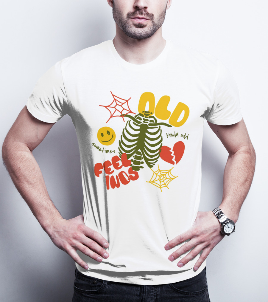 Old Feelings Sometimes Kinda Odd Broken Heart And Smiley Skeleton With Webs T-Shirt