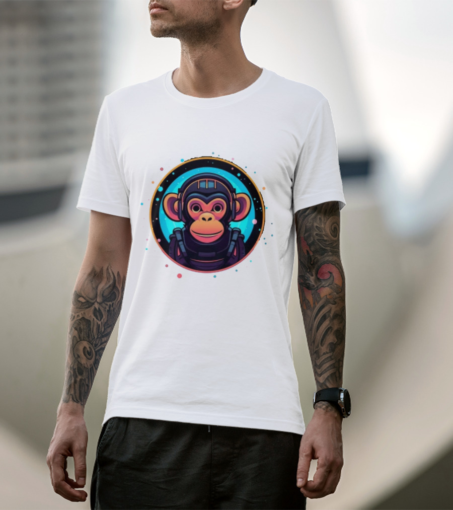 Neon Space Monkey Astronaut Galaxy Explorer T-Shirt