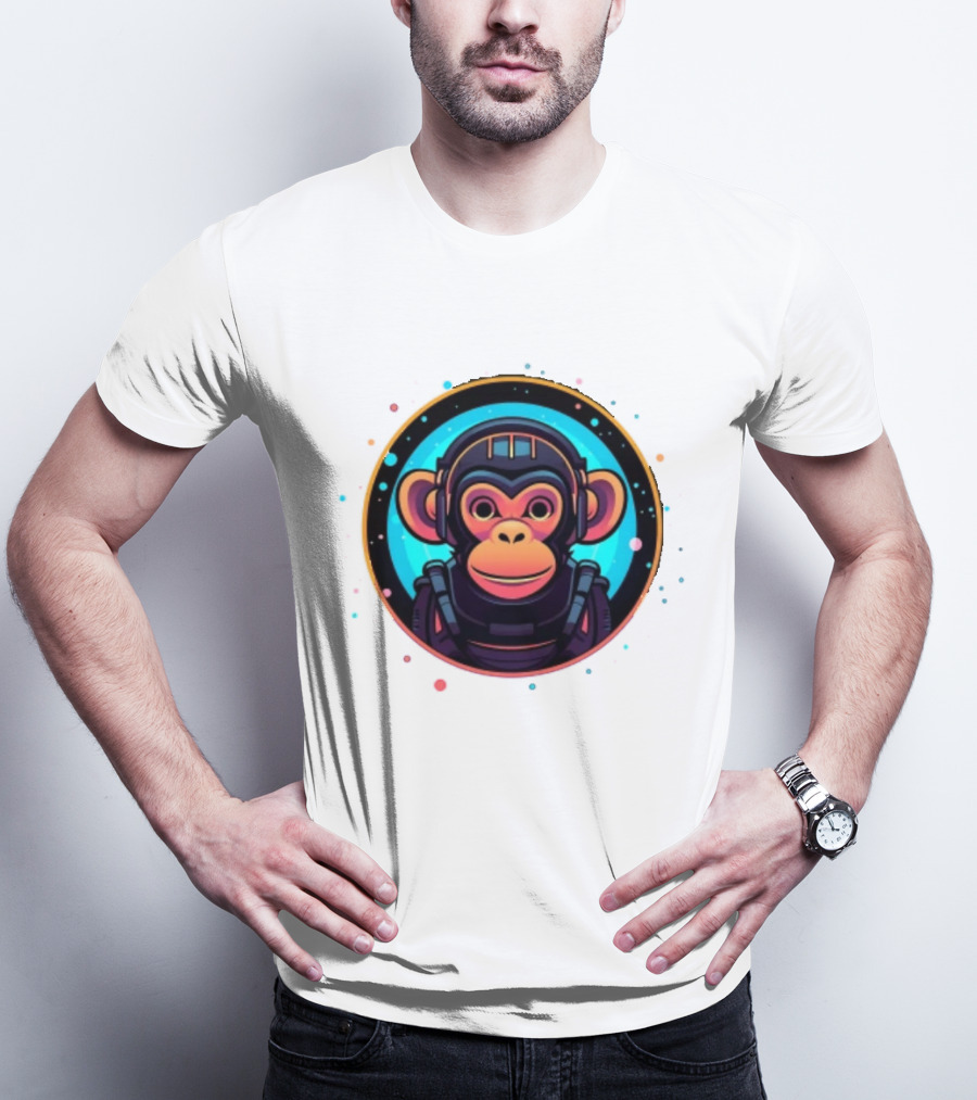 Neon Space Monkey Astronaut Galaxy Explorer T-Shirt