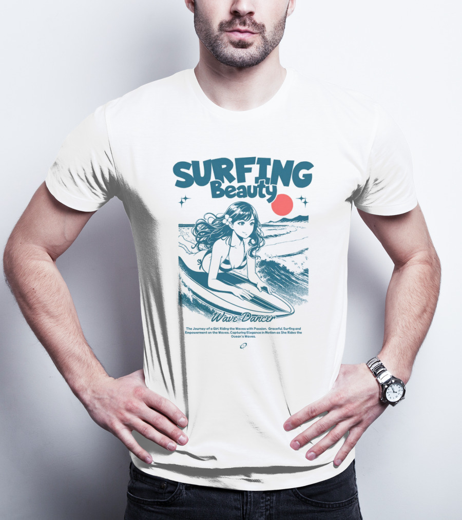 SURFING Beauty Wave Dancer Ocean's Waves Passion Graceful Surfing Empowerment Elegant Motion T-Shirt