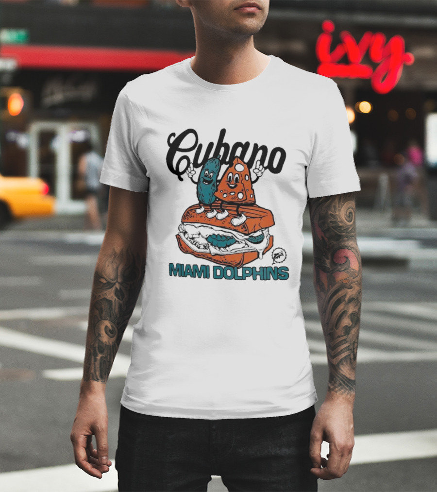 Cubano Miami Dolphins Sandwich Cartoon Characters T-Shirt