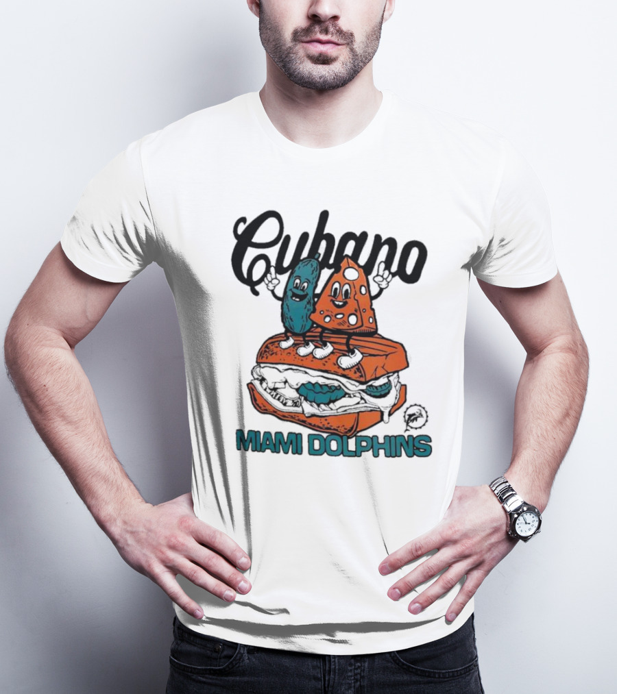 Cubano Miami Dolphins Sandwich Cartoon Characters T-Shirt