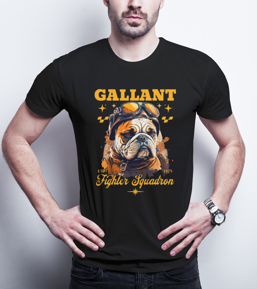 Gallant Bulldog Fighter Squadron 1975 Vintage Pilot Theme ESDT T-Shirt