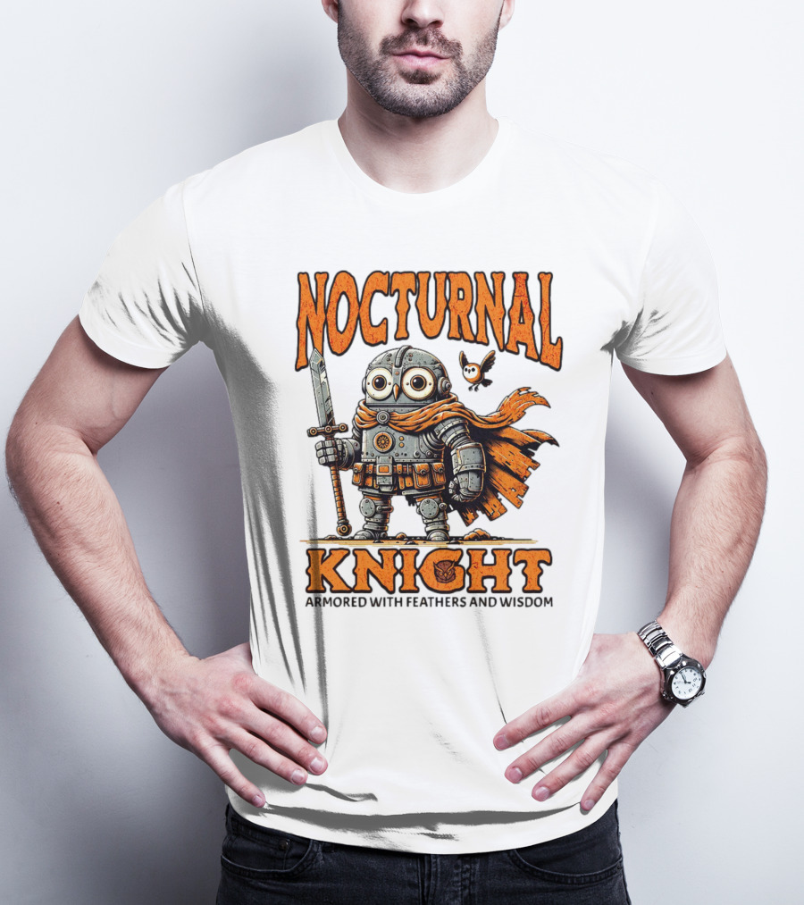 Nocturnal Knight Armored With Feathers And Wisdom Owl T-Shirt