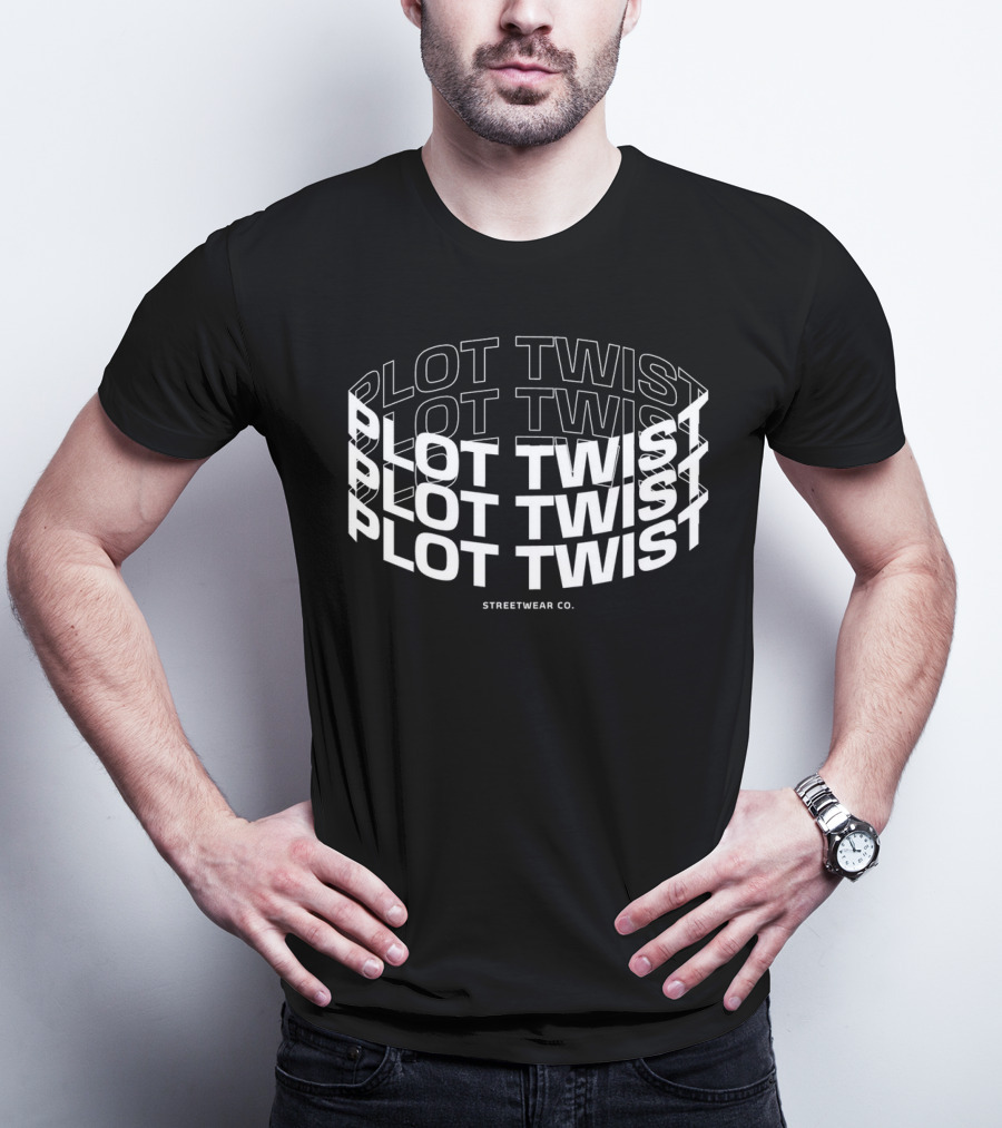 Plot Twist Streetwear Co. Repeated Text T-Shirt
