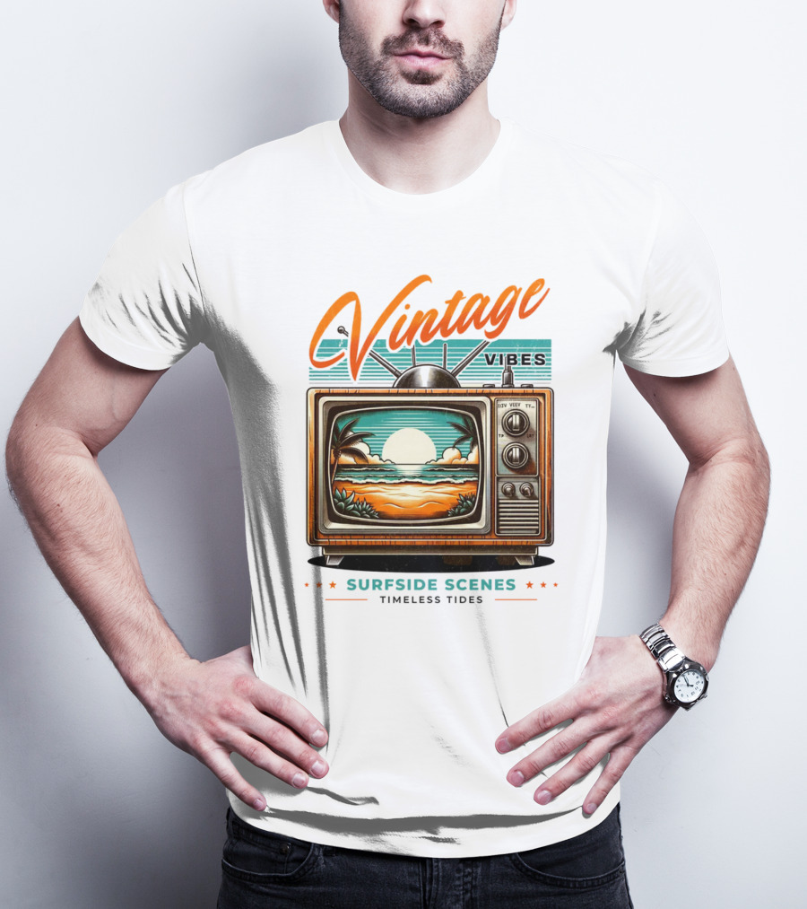 Vintage Vibes Surfside Scenes Timeless Tides T-Shirt