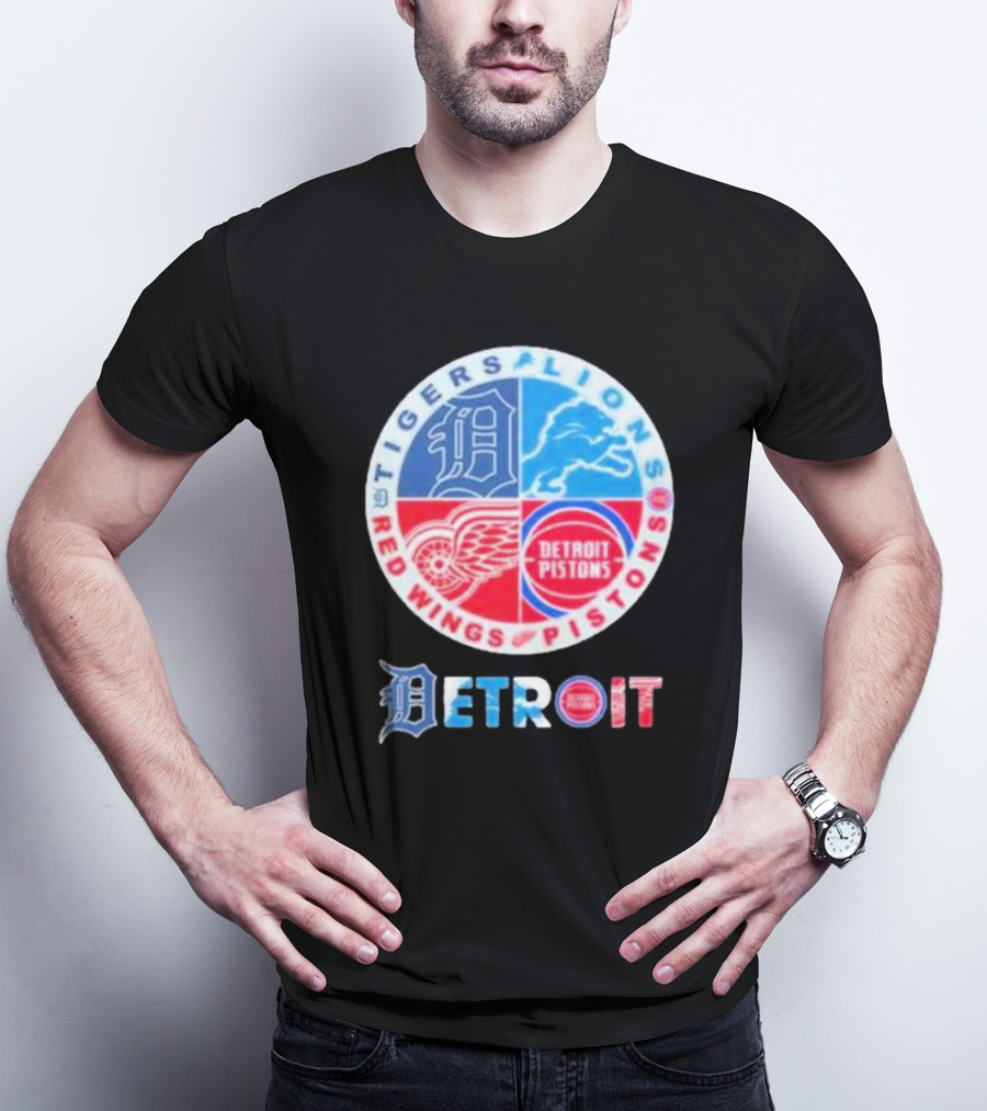 Detroit Tigers Lions Red Wings Pistons Circle T-Shirt