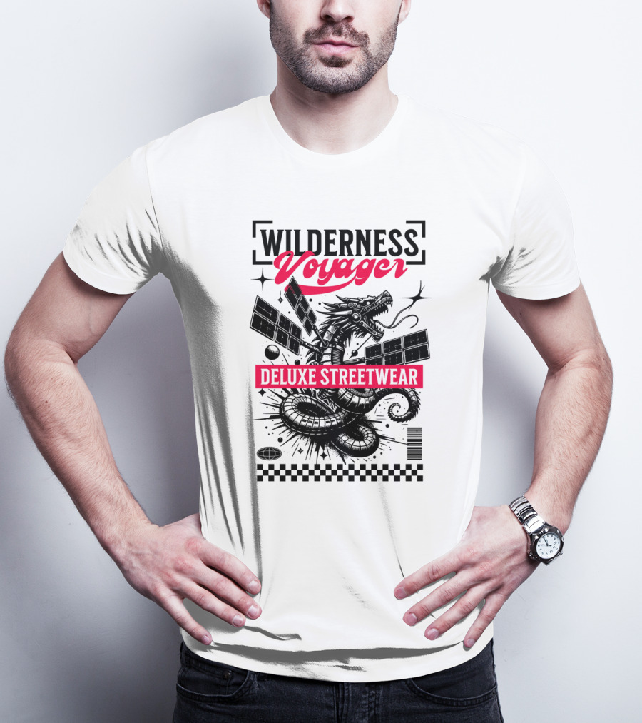 Wilderness Voyager Deluxe Streetwear Dragon Satellite T-Shirt