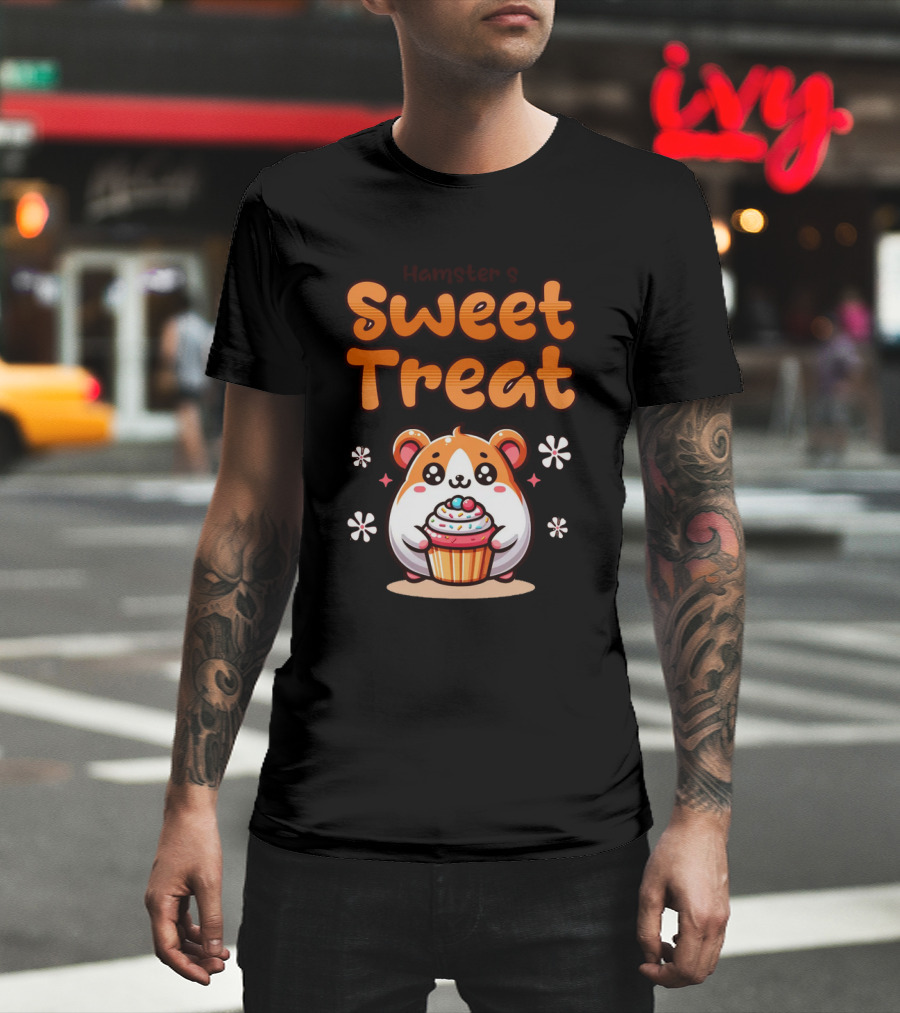 Hamster's Sweet Treat Cupcake Cute Creamy Delight T-Shirt