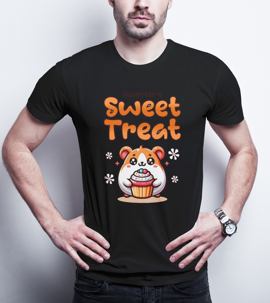 Hamster's Sweet Treat Cupcake Cute Creamy Delight T-Shirt