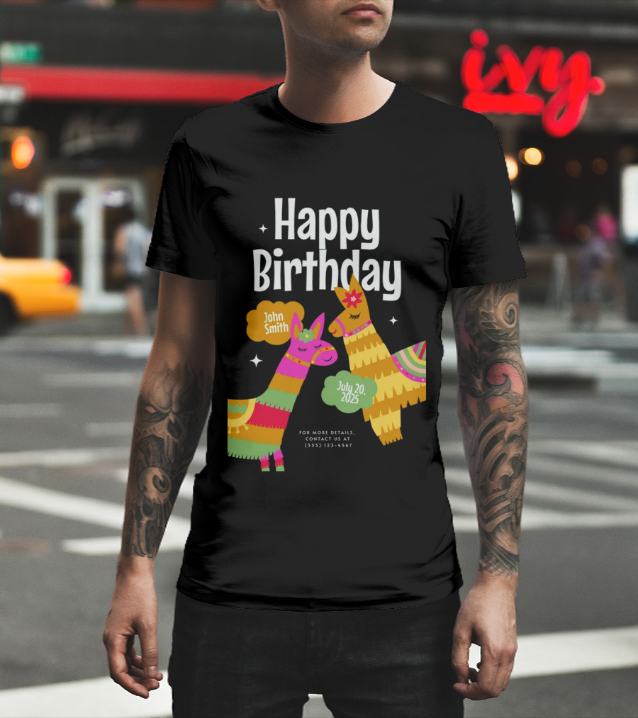 Happy Birthday John Smith Llamas July 20 2025 T-Shirt