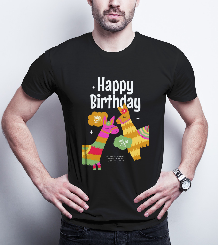 Happy Birthday John Smith Llamas July 20 2025 T-Shirt