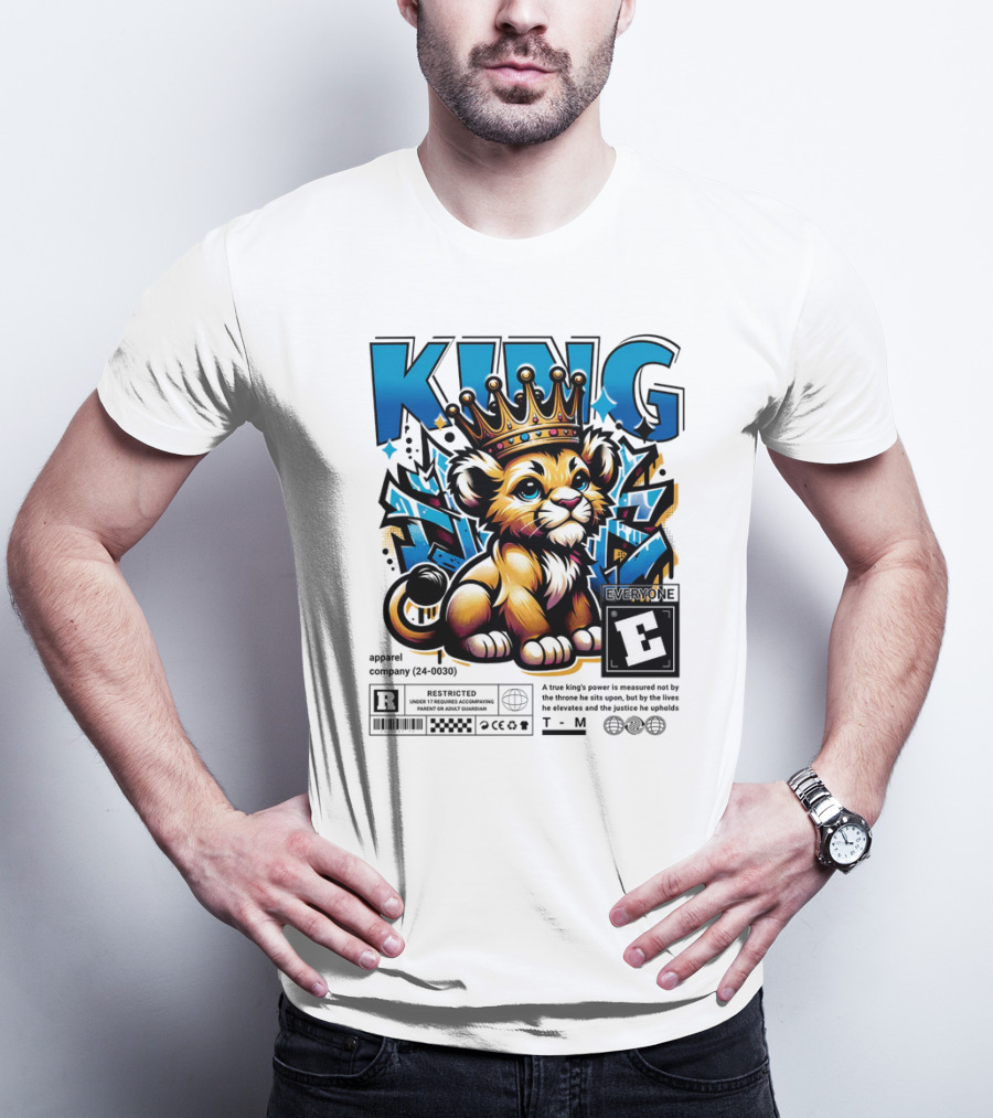 KING Lion Cub Crown Power True Justice Gaming E Motif T-Shirt