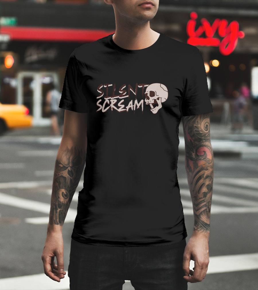Silent Scream Skull Art With Screaming Skull Face T-Shirt
