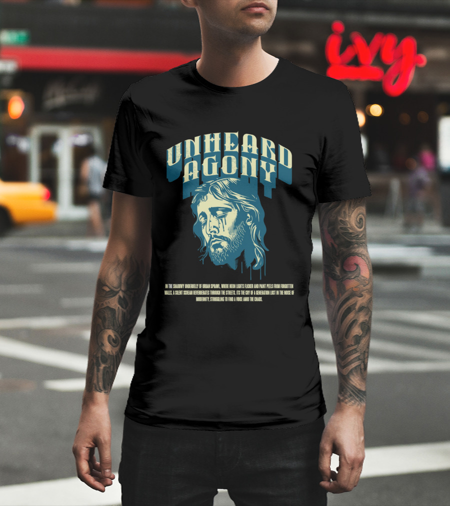 Unheard Agony Neon Lights Silent Scream Struggling Voice Chaos T-Shirt