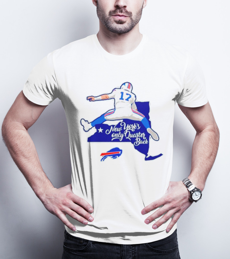 Buffalo Bills 17 New York's Only Quarterback With Iconic Jump And Team Colors T-Shirt