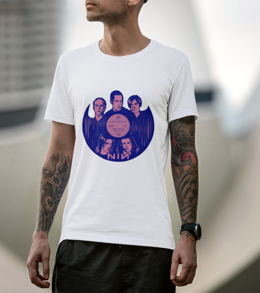 NIN Spiral Group Portrait With Record T-Shirt