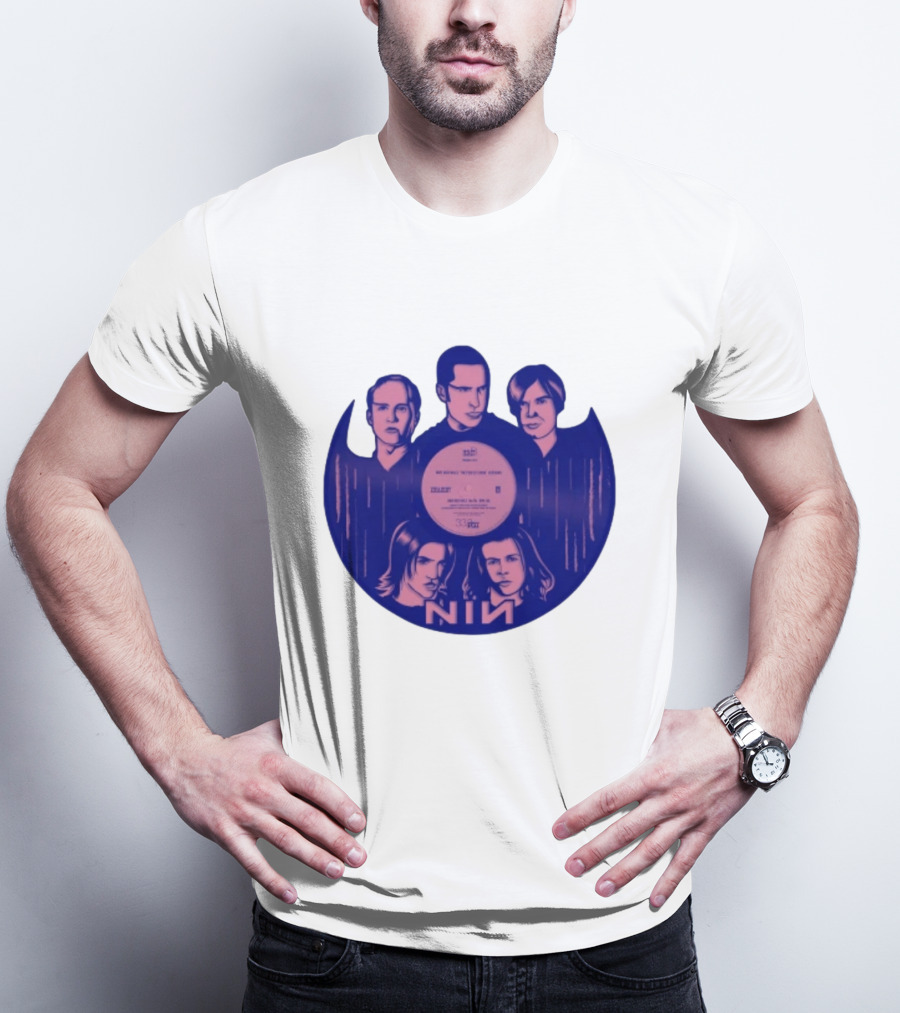 NIN Spiral Group Portrait With Record T-Shirt
