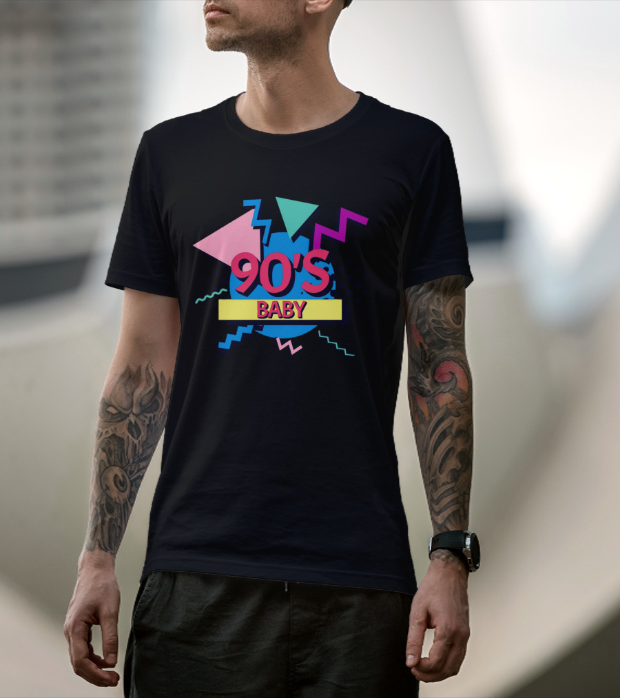 90's Baby Retro Geometric Shapes Colorful Triangles Zigzag T-Shirt
