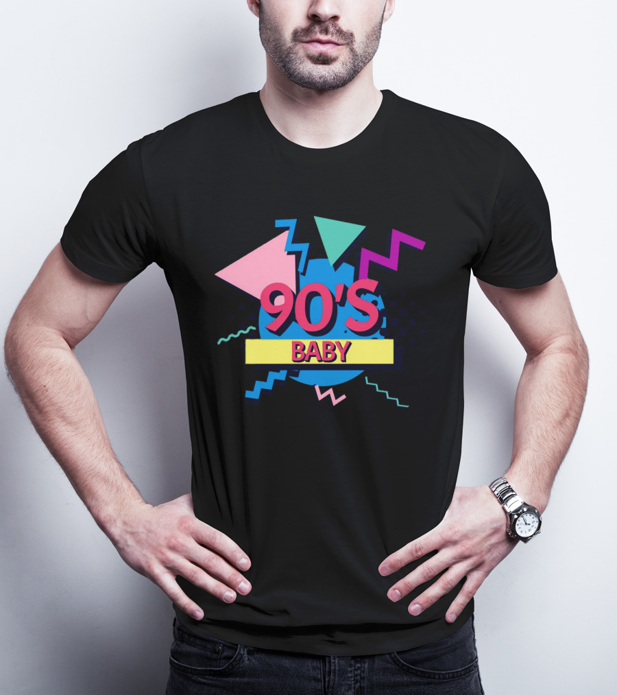 90's Baby Retro Geometric Shapes Colorful Triangles Zigzag T-Shirt