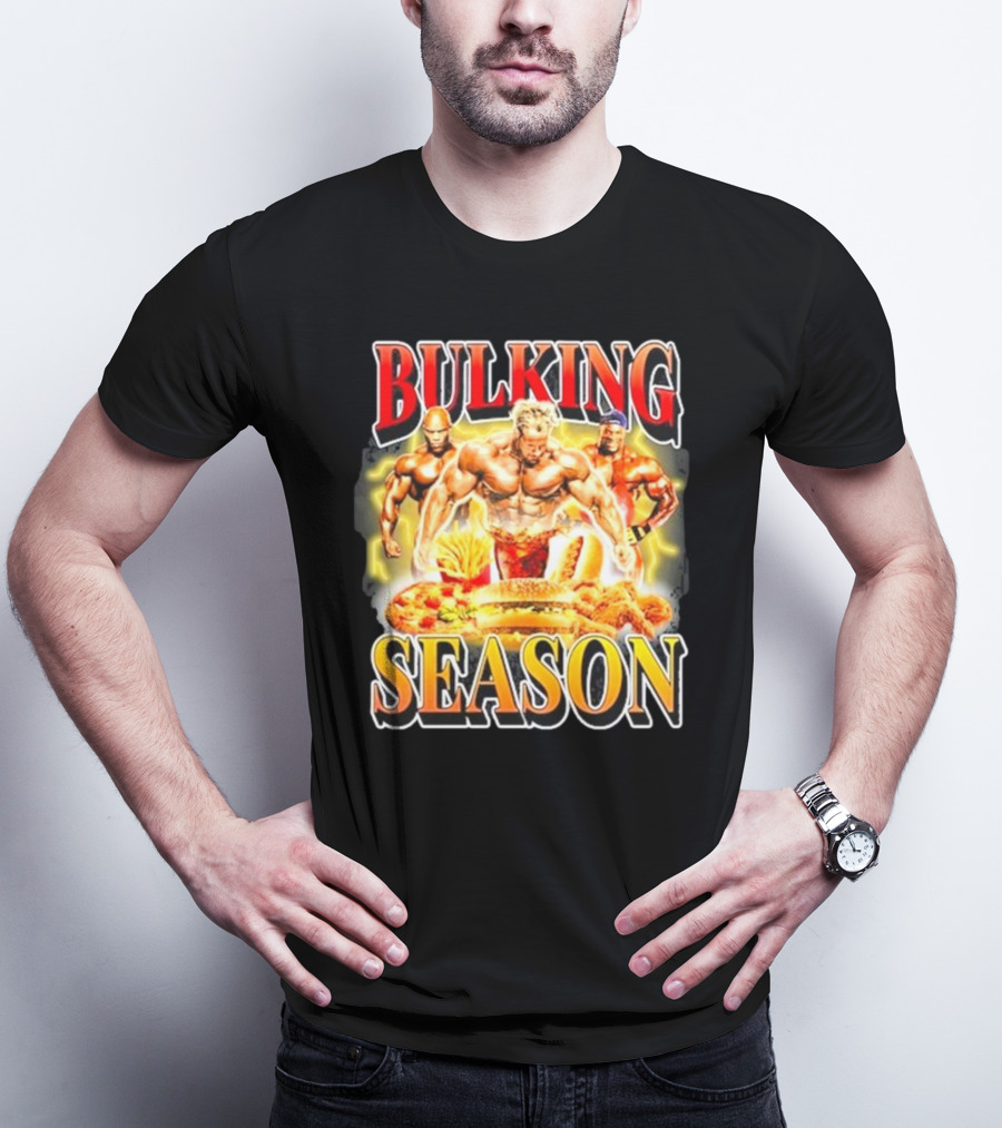 Notsafeforwear Bulking Season Muscular Trio And Feast T-Shirt