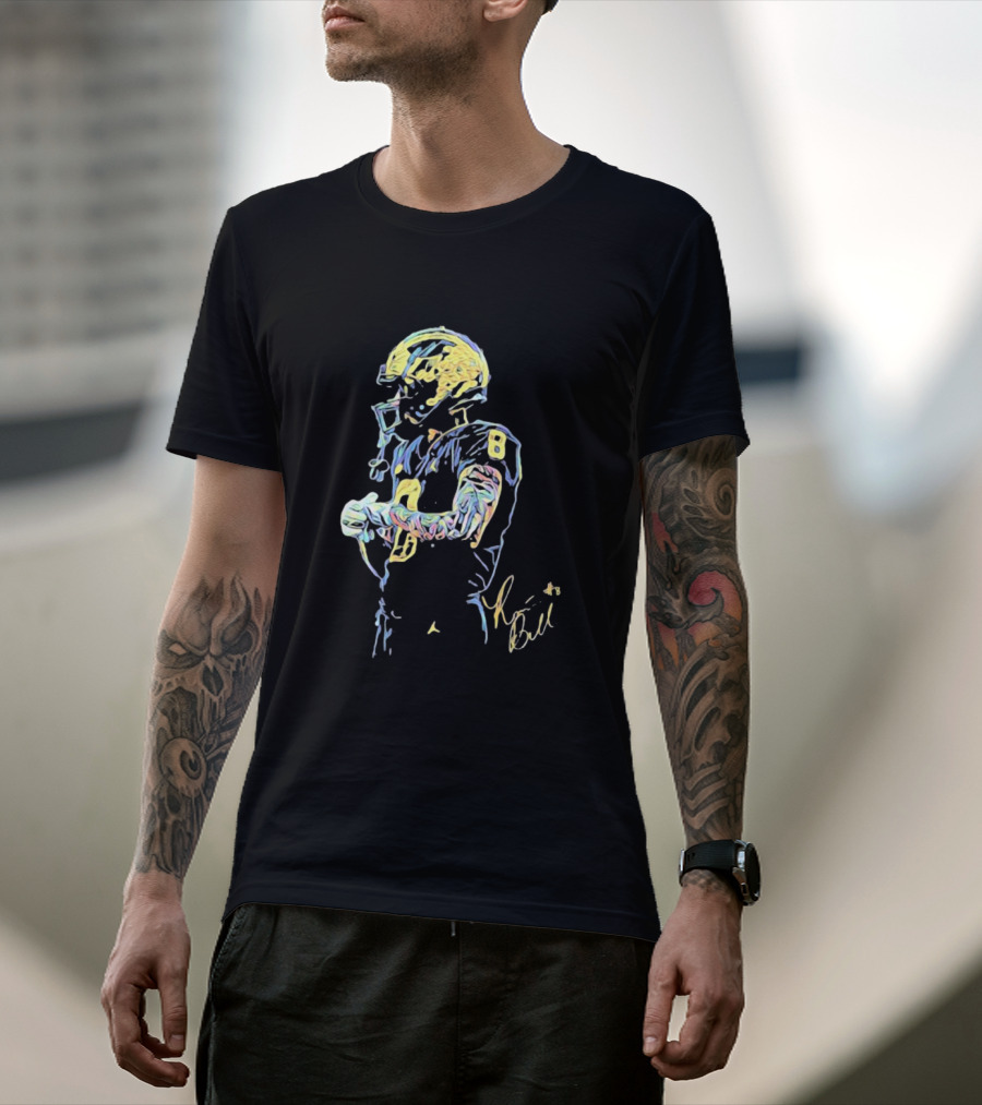 RB8 Signature Football Artwork With Player Number 8 T-Shirt