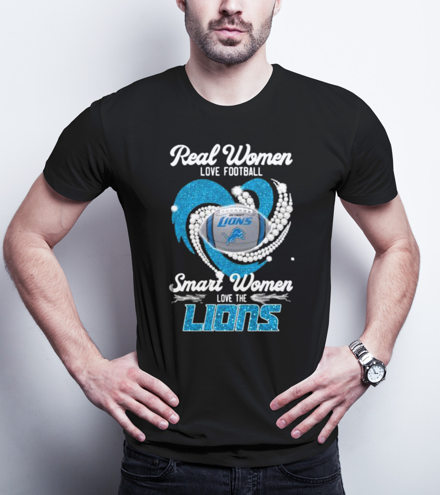 Real Women Love Football Smart Women Love The Detroit Lions Logo Football T-Shirt