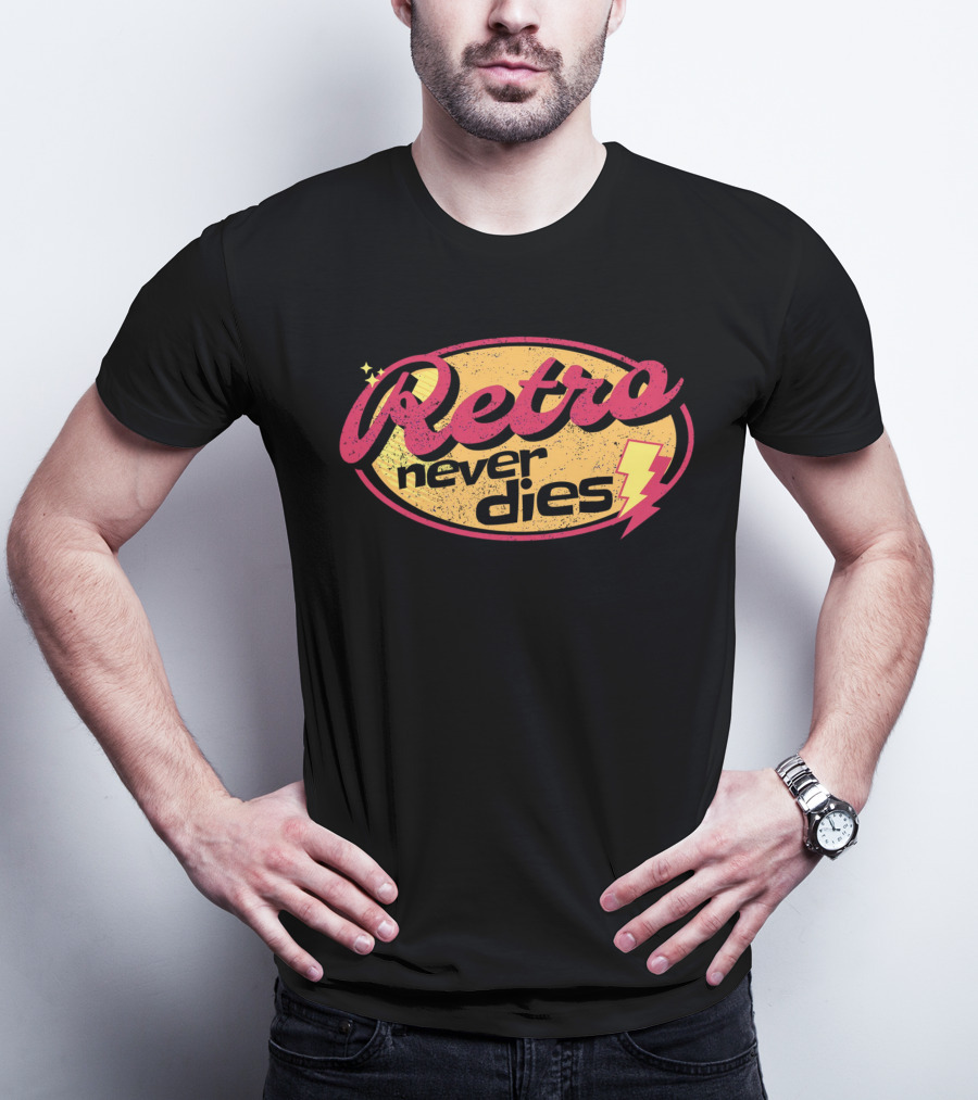 Retro Never Dies Lightning Grunge T-Shirt