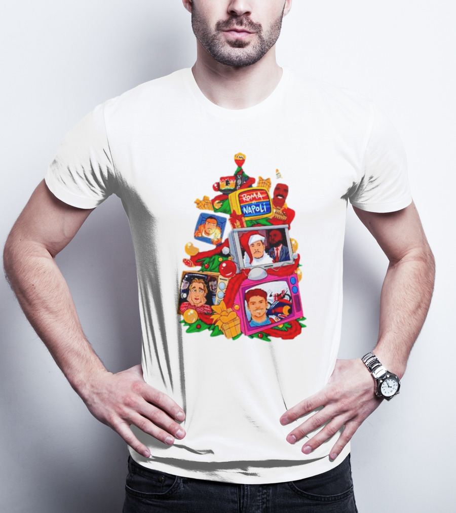 Romolo Con La Matchday Christmas Tree With Roma Napoli Christmas TV Characters T-Shirt