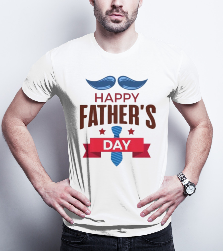 Happy Father's Day Blue Mustache And Tie T-Shirt