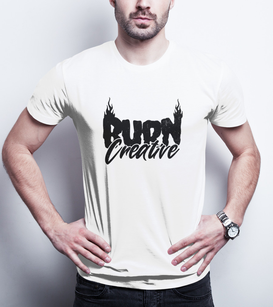 Burn Creative Flame Text T-Shirt