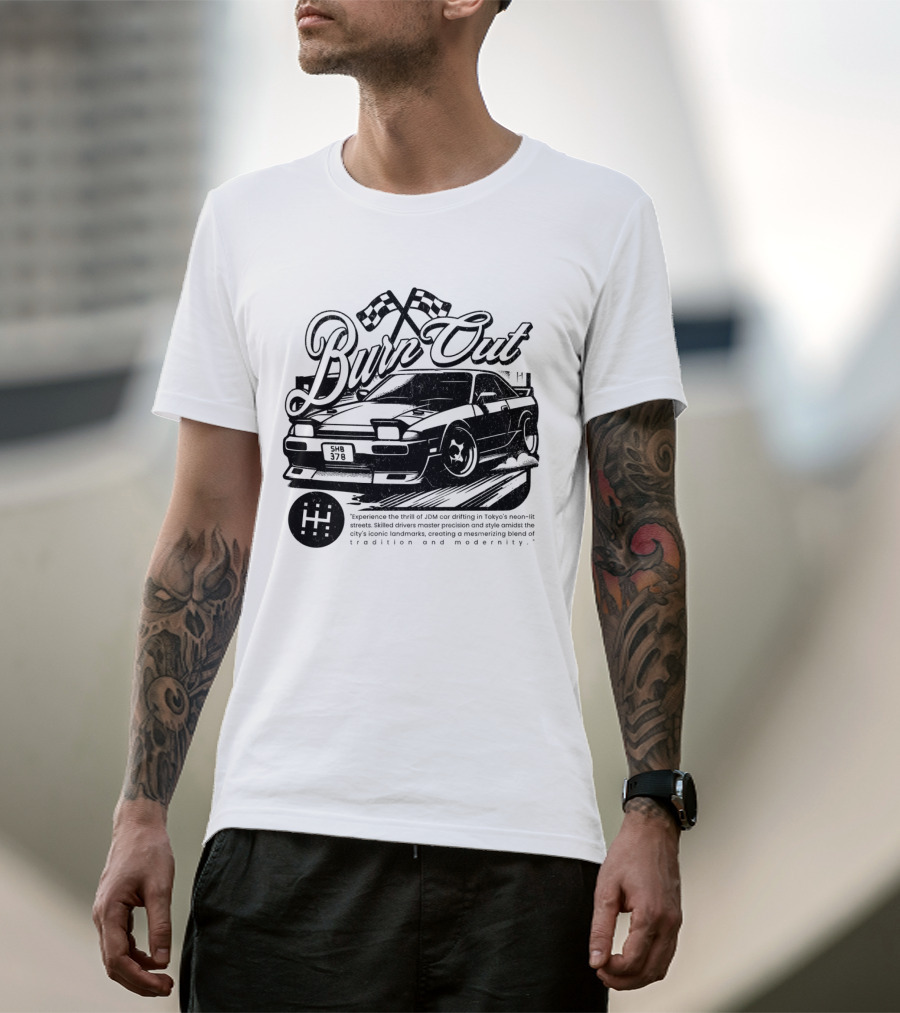 Burn Out JDM Car Drifting Tokyo Streets Tradition And Modernity T-Shirt